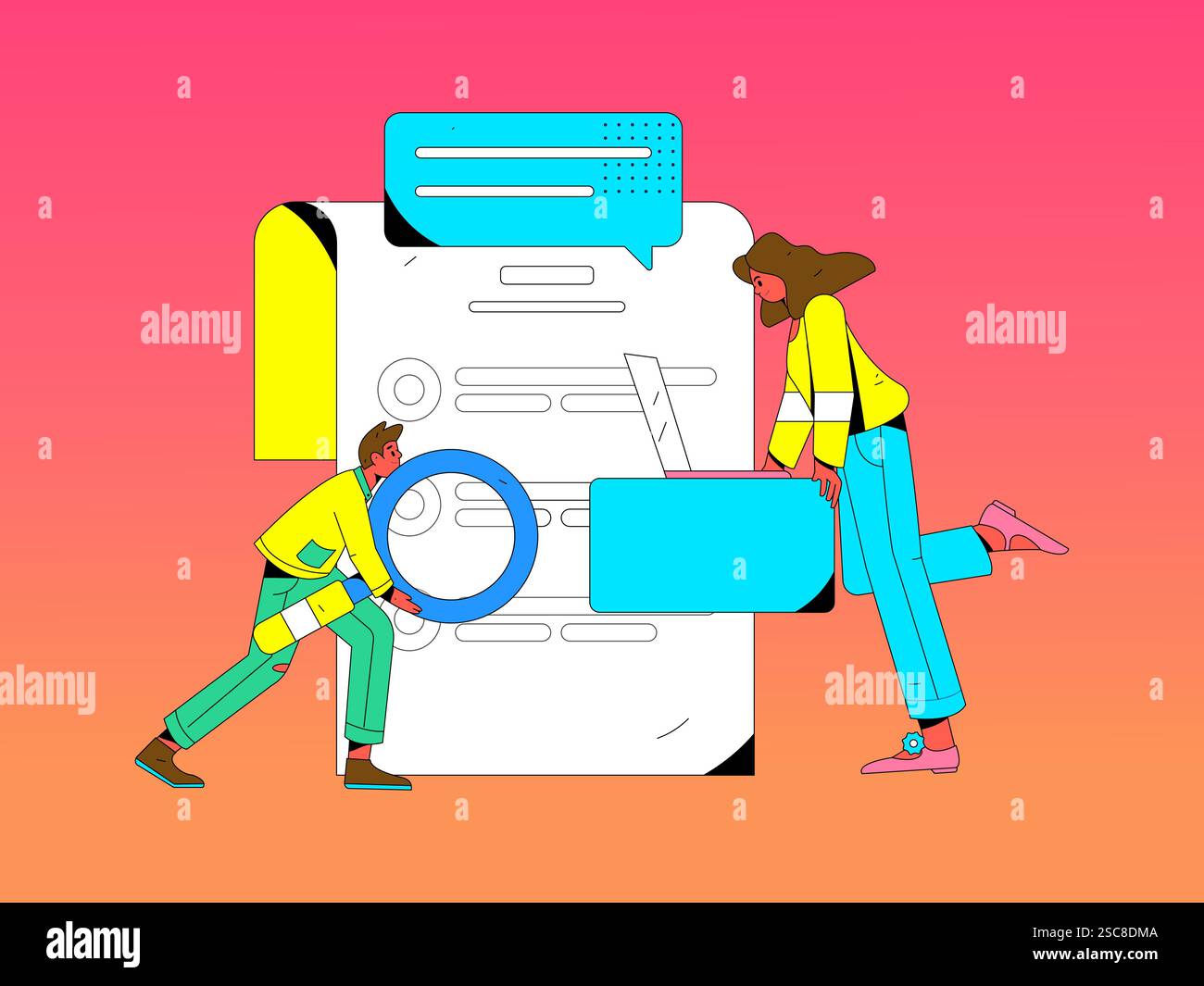 Personnel doing job interview flat vector concept operation hand drawn ...