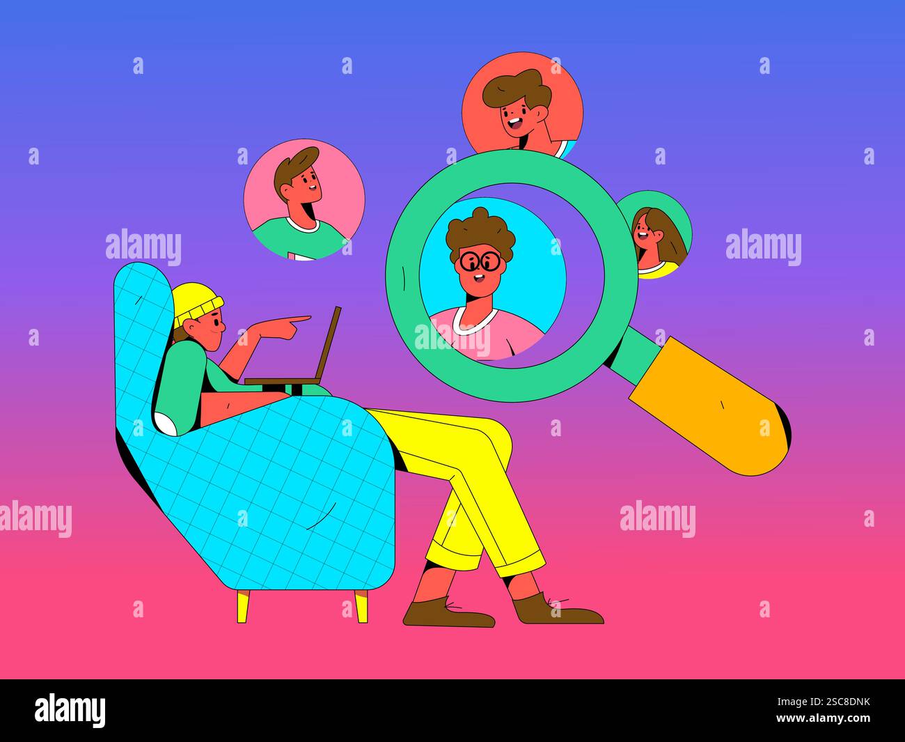 Personnel doing job interview flat vector concept operation hand drawn ...