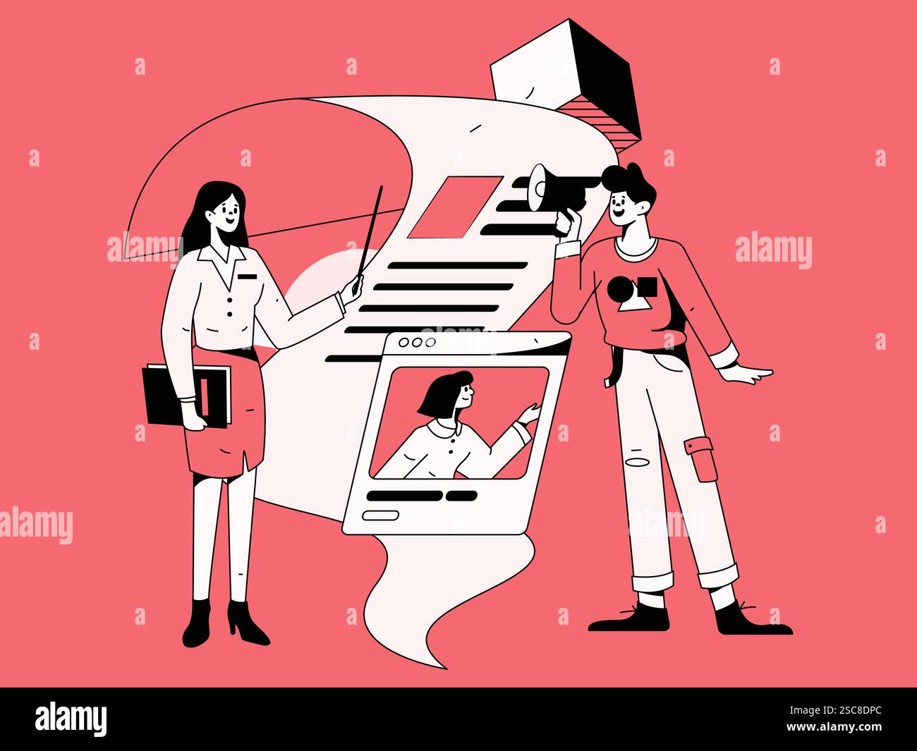 Personnel doing job interview flat vector concept operation hand drawn ...