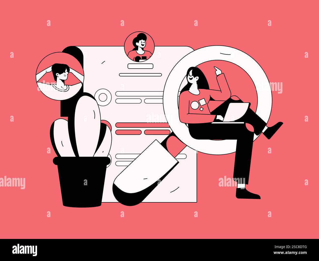 Personnel doing job interview flat vector concept operation hand drawn ...