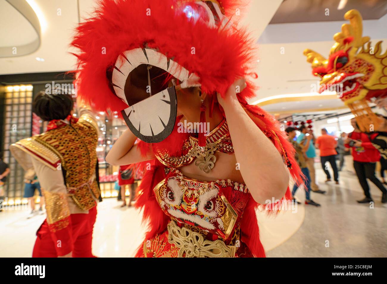 Bangkok, Thailand - January 24, 2020: performer wearing traditional ...