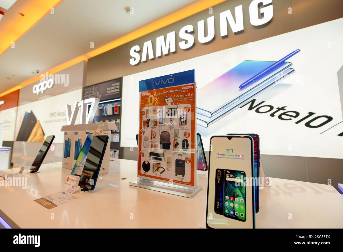 Bangkok, Thailand - January 24, 2020: Vivo smartphones on retail ...