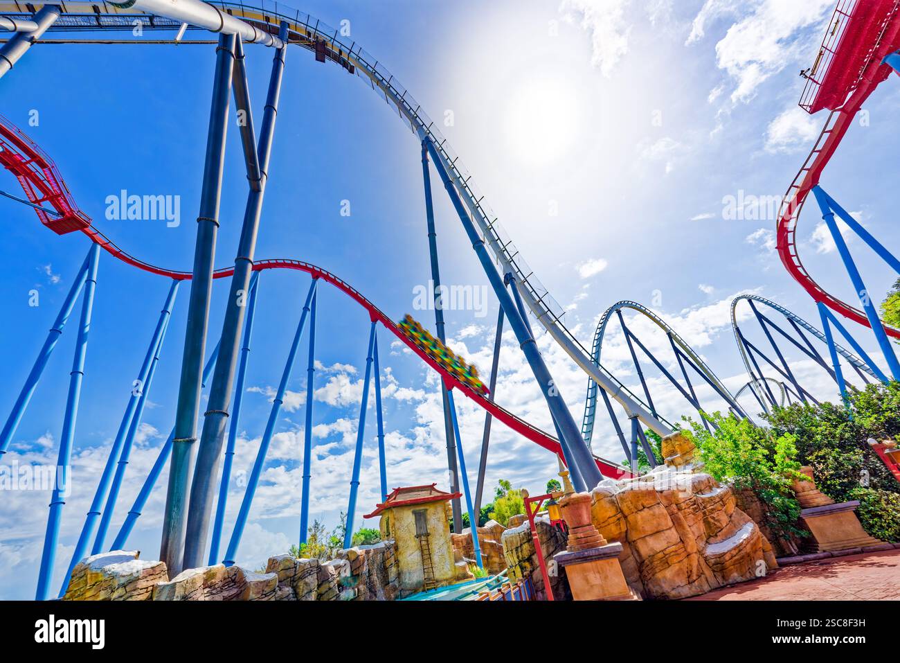 Roller Coaster in funny amusement park. Spain Stock Photo - Alamy