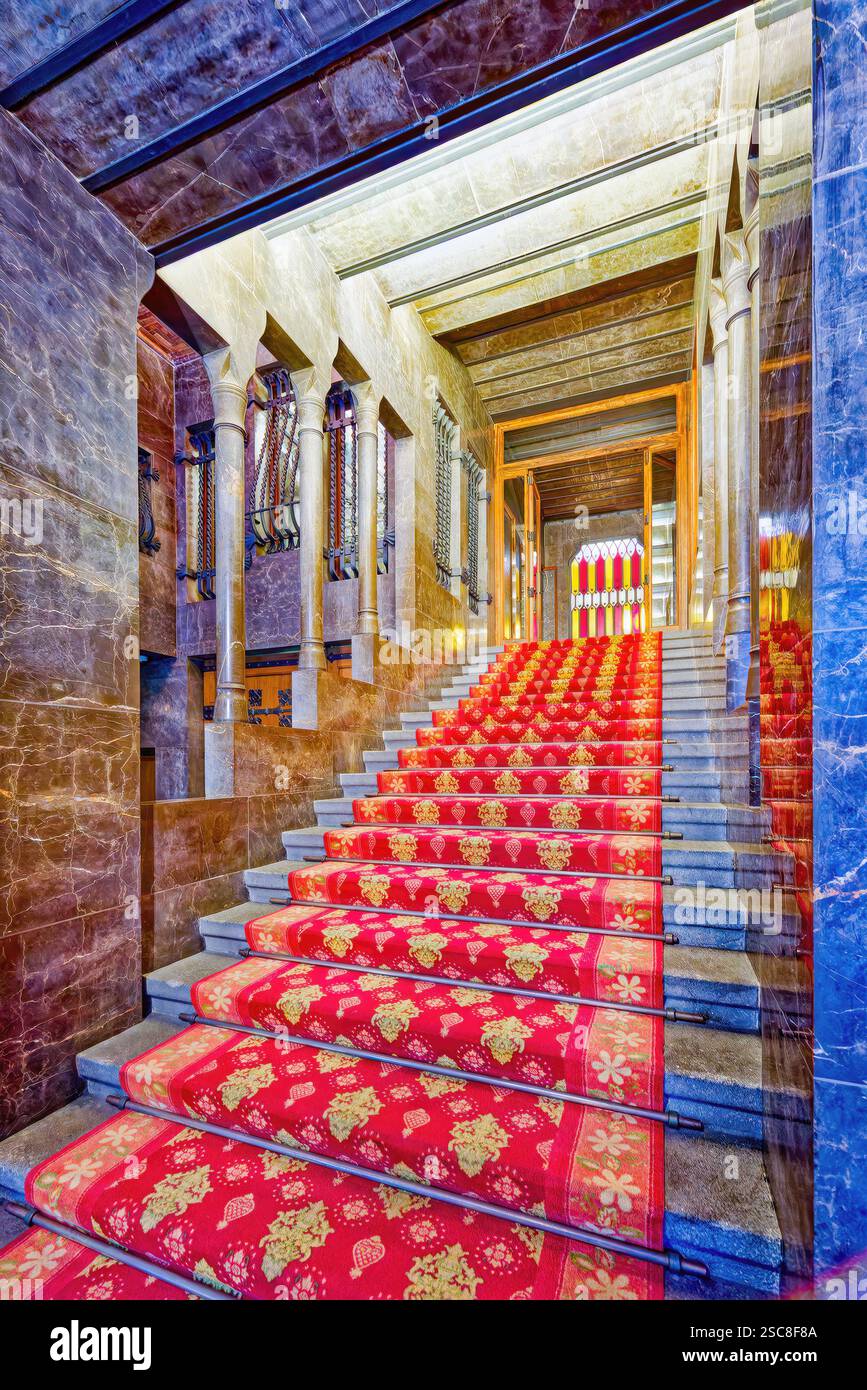 Inside Palace of Guell (Palau Guell) near Gothic Quarter. Barcelona ...