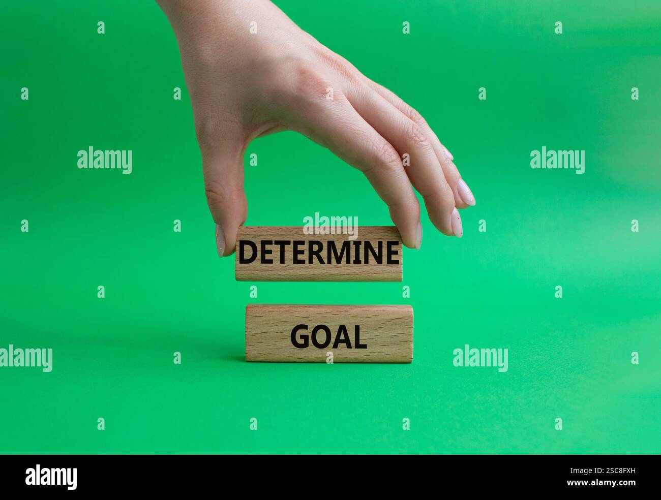 Determine goal symbol. Wooden blocks with words Determine goal ...