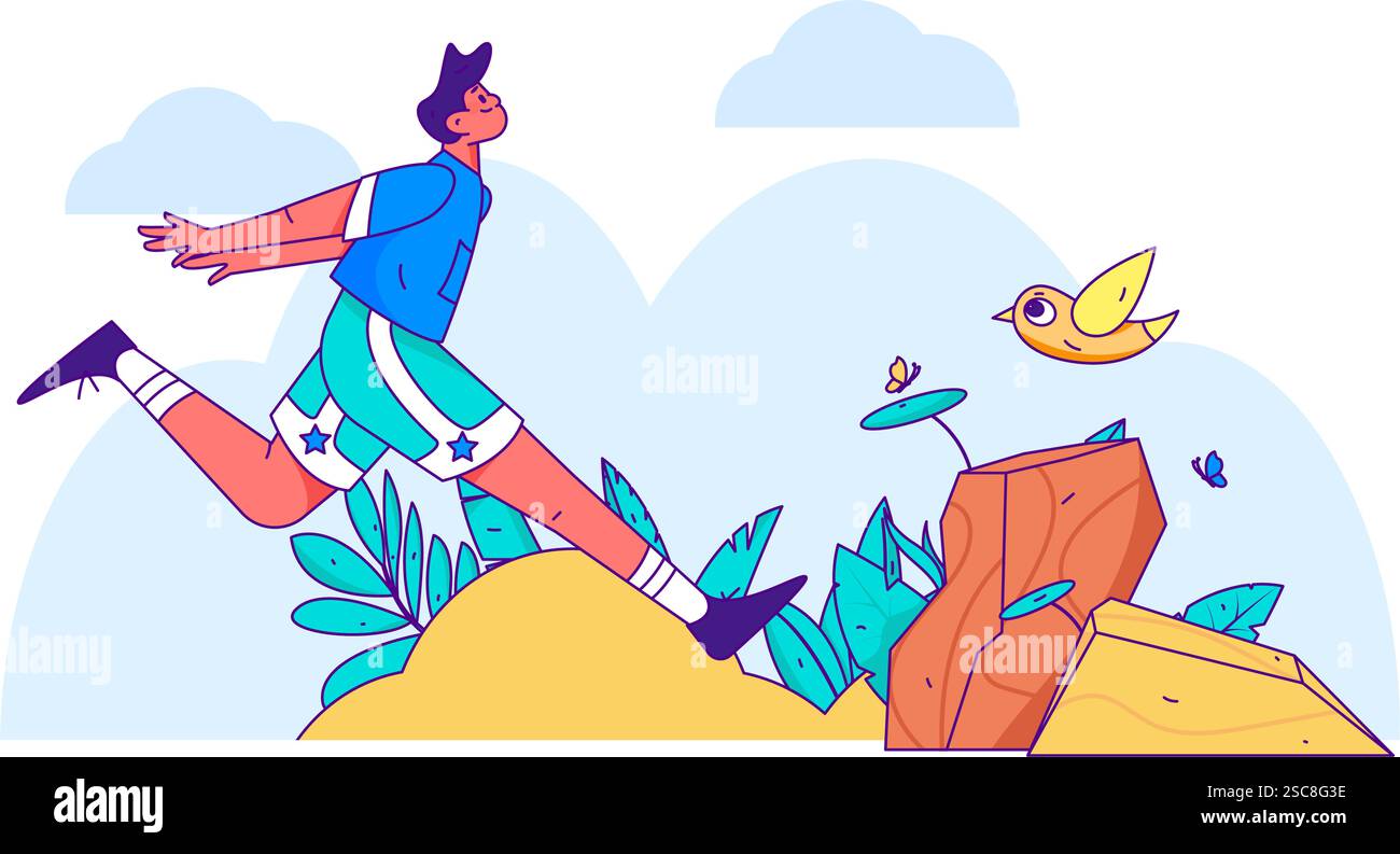 People exercising healthy running vector internet operation ...