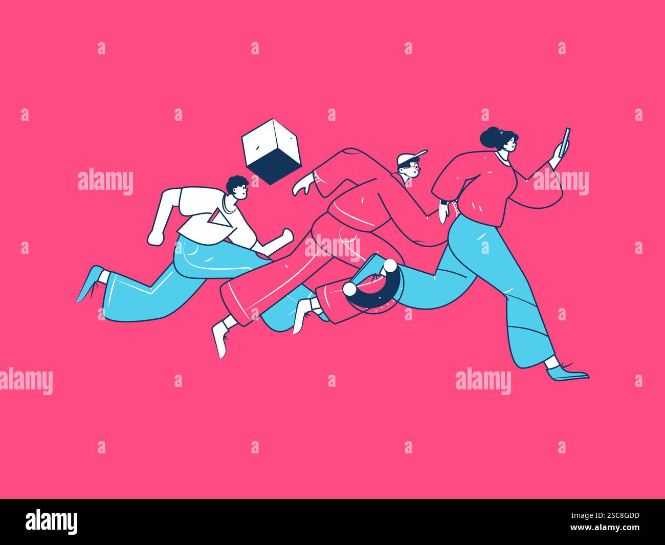People exercising healthy running vector internet operation ...