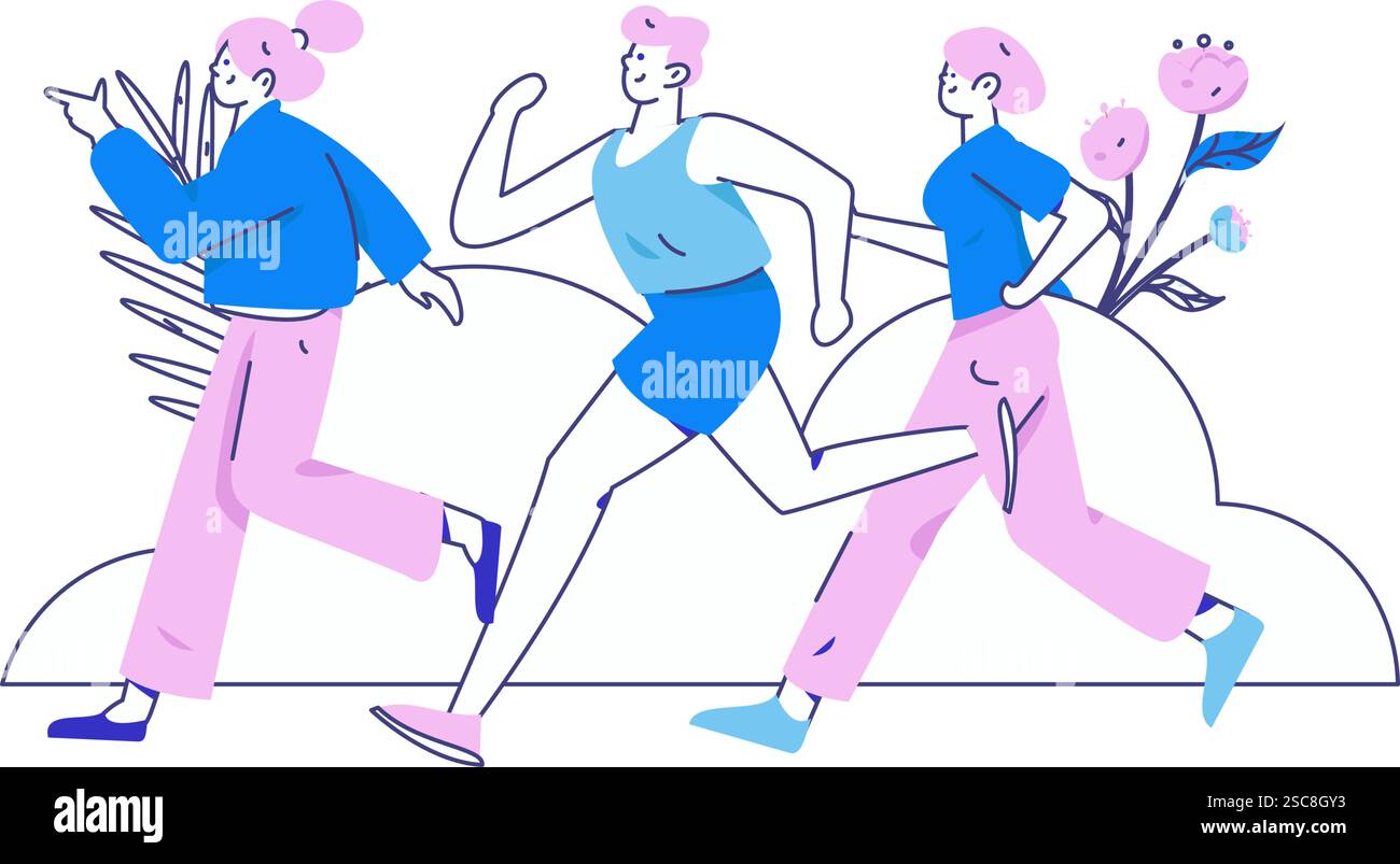 People exercising healthy running vector internet operation ...