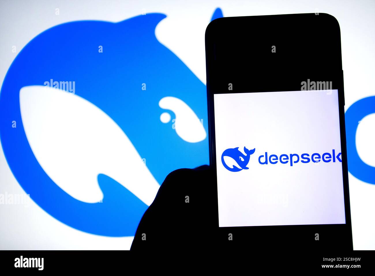 In this photo illustration, a Deepseek logo is seen displayed on a ...