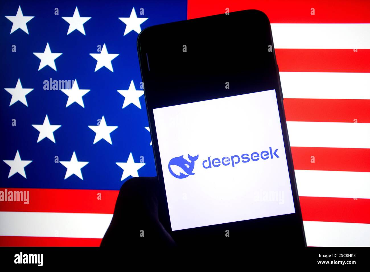 In this photo illustration, a Deepseek logo is seen displayed on a ...