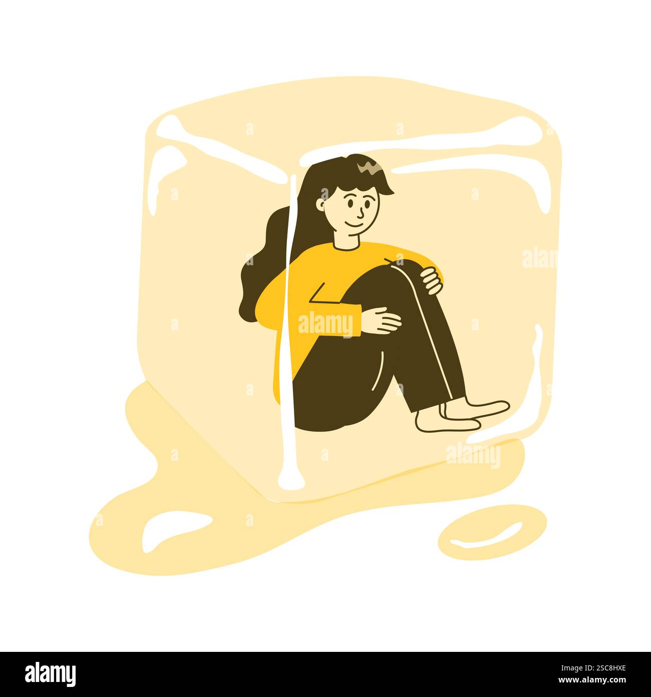 Summer phobia, heat phobia character illustration in editable style ...