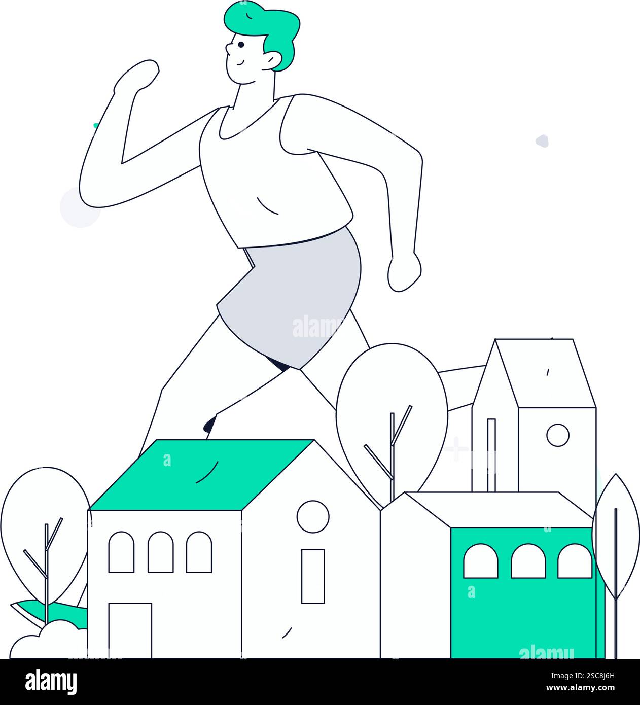 People exercising healthy running vector internet operation ...