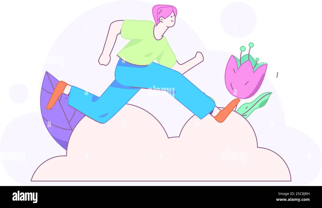 People exercising healthy running vector internet operation ...