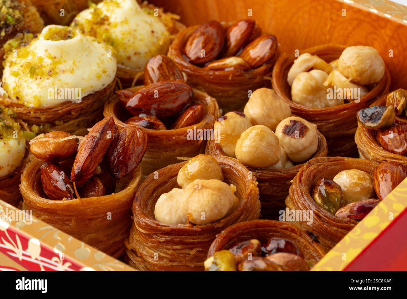 Traditional Middle Eastern dessert assortment displayed in an elegant ...