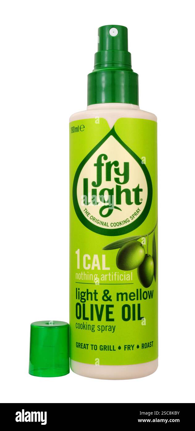 Frylight light and mellow olive oil cooking spray in a 190ml pump spray bottle Stock Photo - Alamy