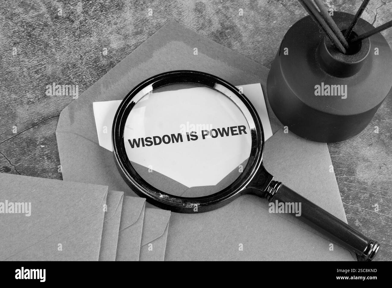 An inspiring message reading wisdom is power is magnified through a ...