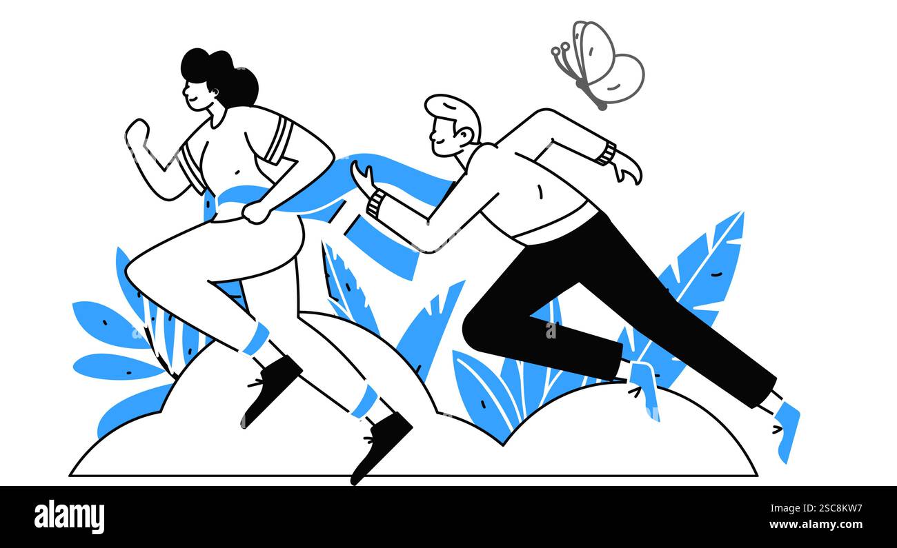 People exercising healthy running vector internet operation ...