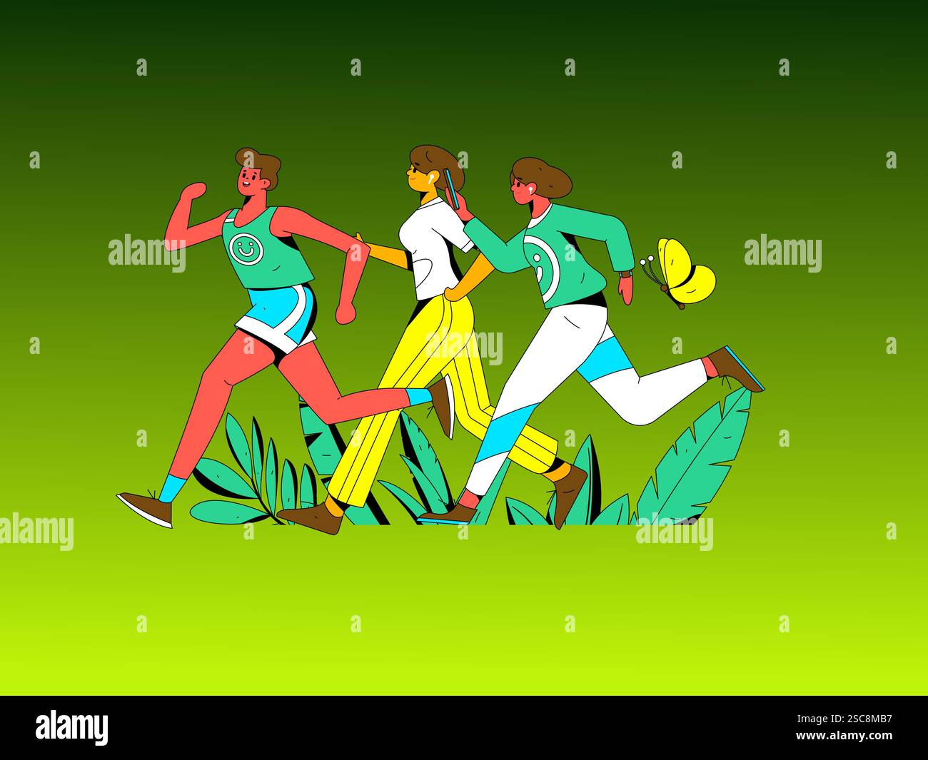 People exercising healthy running vector internet operation ...