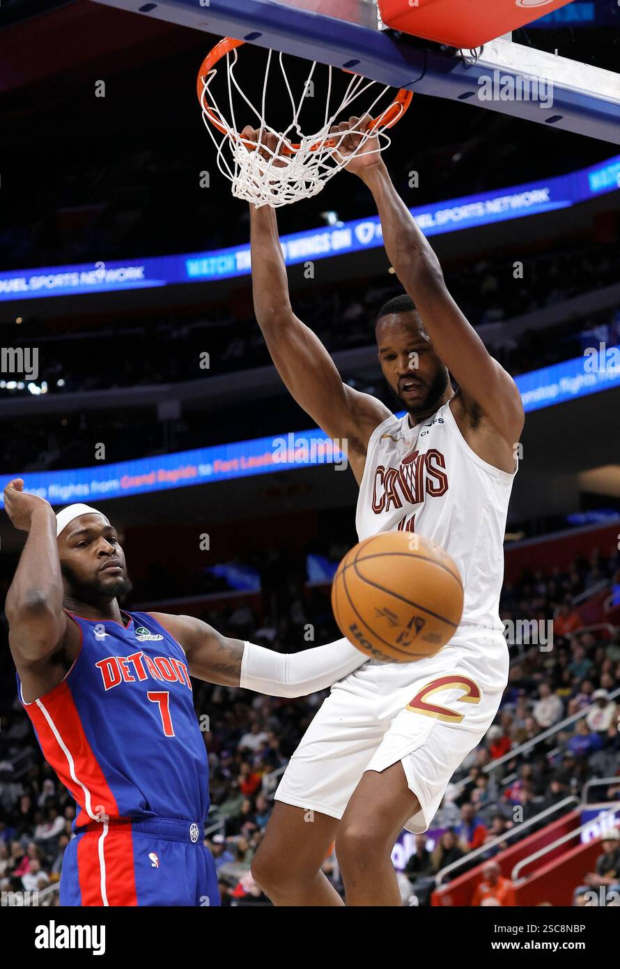 Cleveland Cavaliers forward Evan Mobley dunks against Detroit Pistons ...