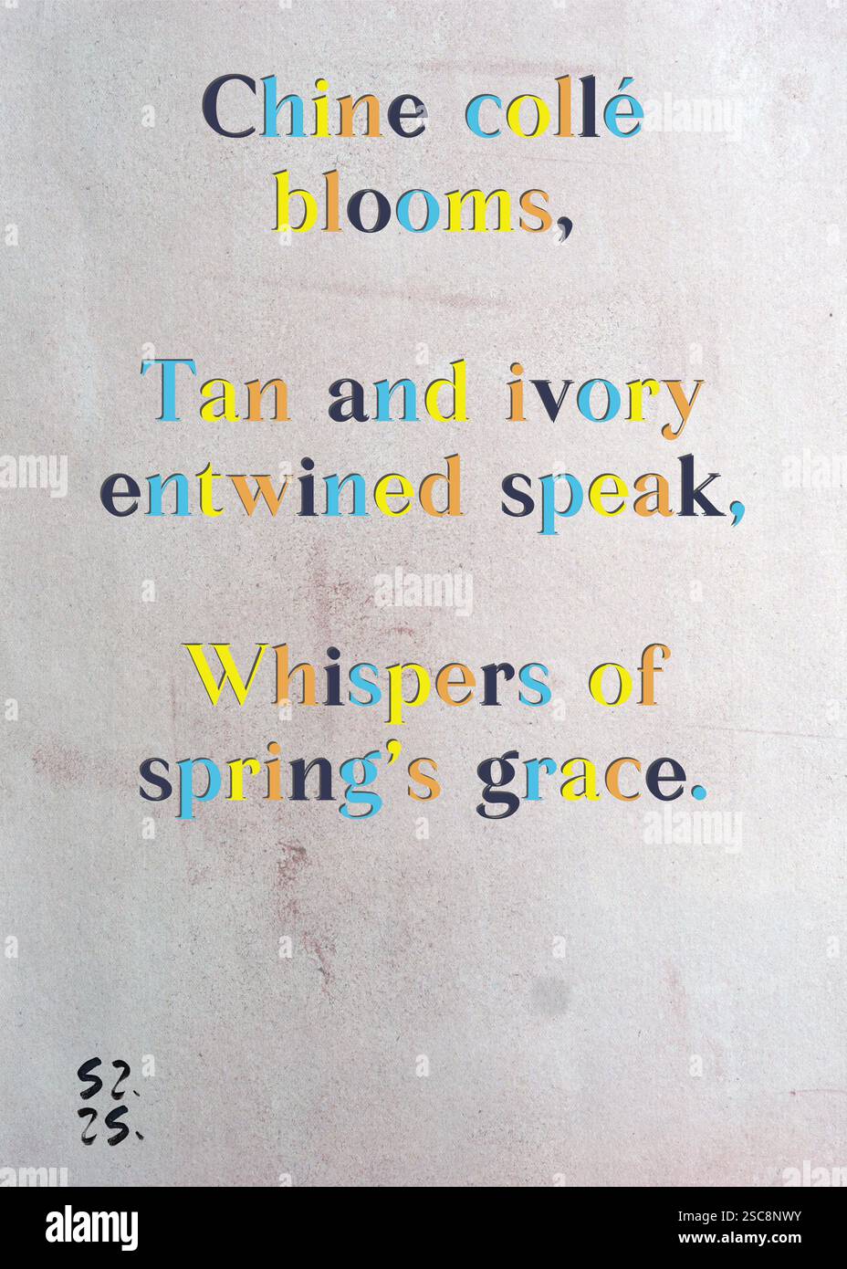 Chine collé blooms, Tan and ivory entwined speak, Whispers of spring's ...