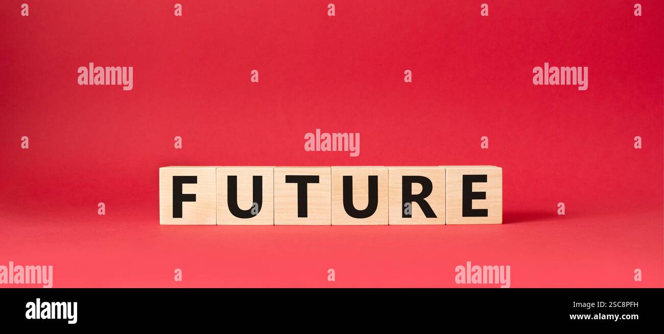 Future symbol. Concept word Future on wooden cubes. Beautiful red ...