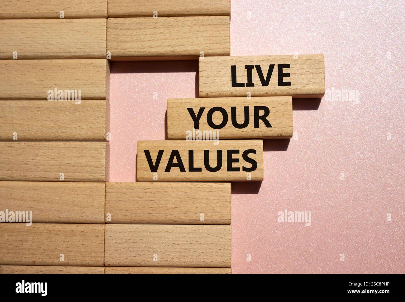 Live your values symbol. Concept words 'Live your values' on wooden ...