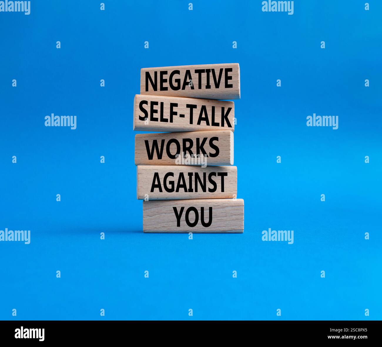 Negative self-talk works against you symbol. Concept words Negative ...