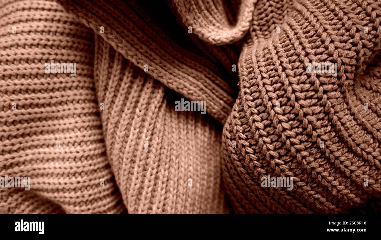 Background is filled with knitted fabric. Different shades of Mocha ...