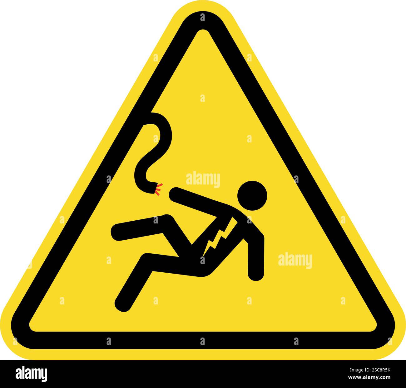 Voltage body shock warning Sign. Triangle Yellow Background. Electrical ...