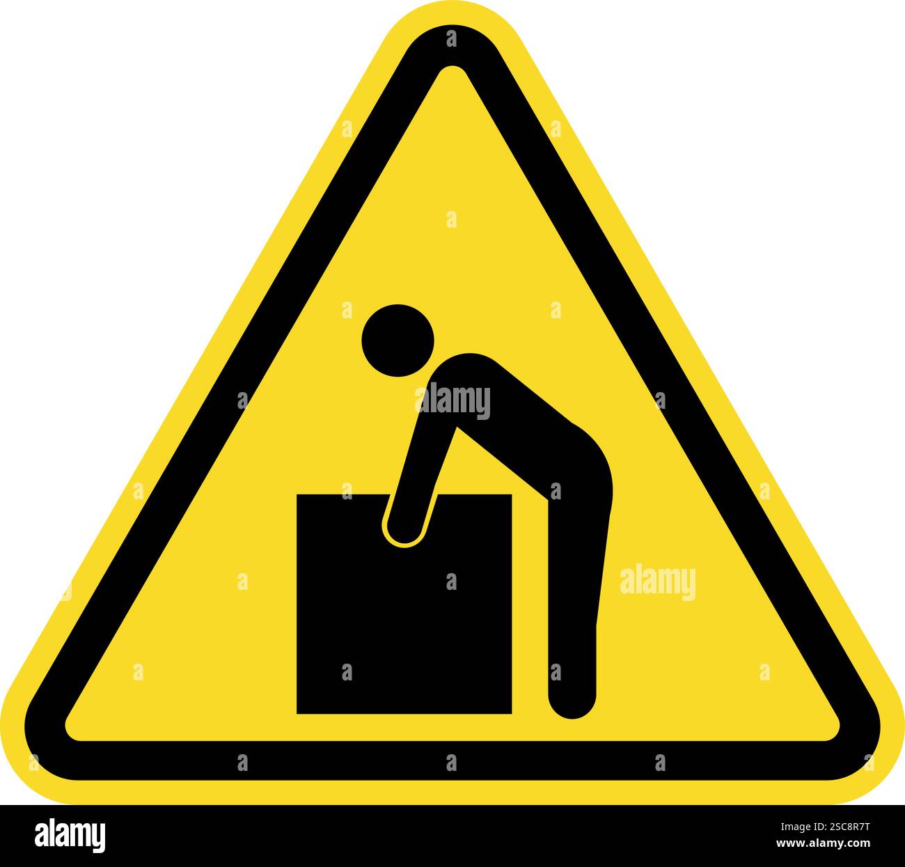 Lifting hazard warning sign. Triangle yellow background. Safety signs ...