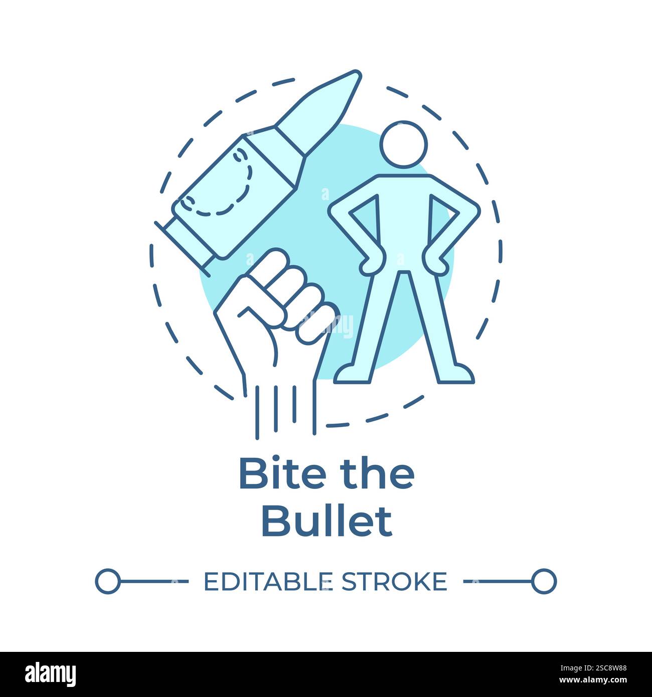 Bite the bullet soft blue concept icon Stock Vector Image & Art - Alamy