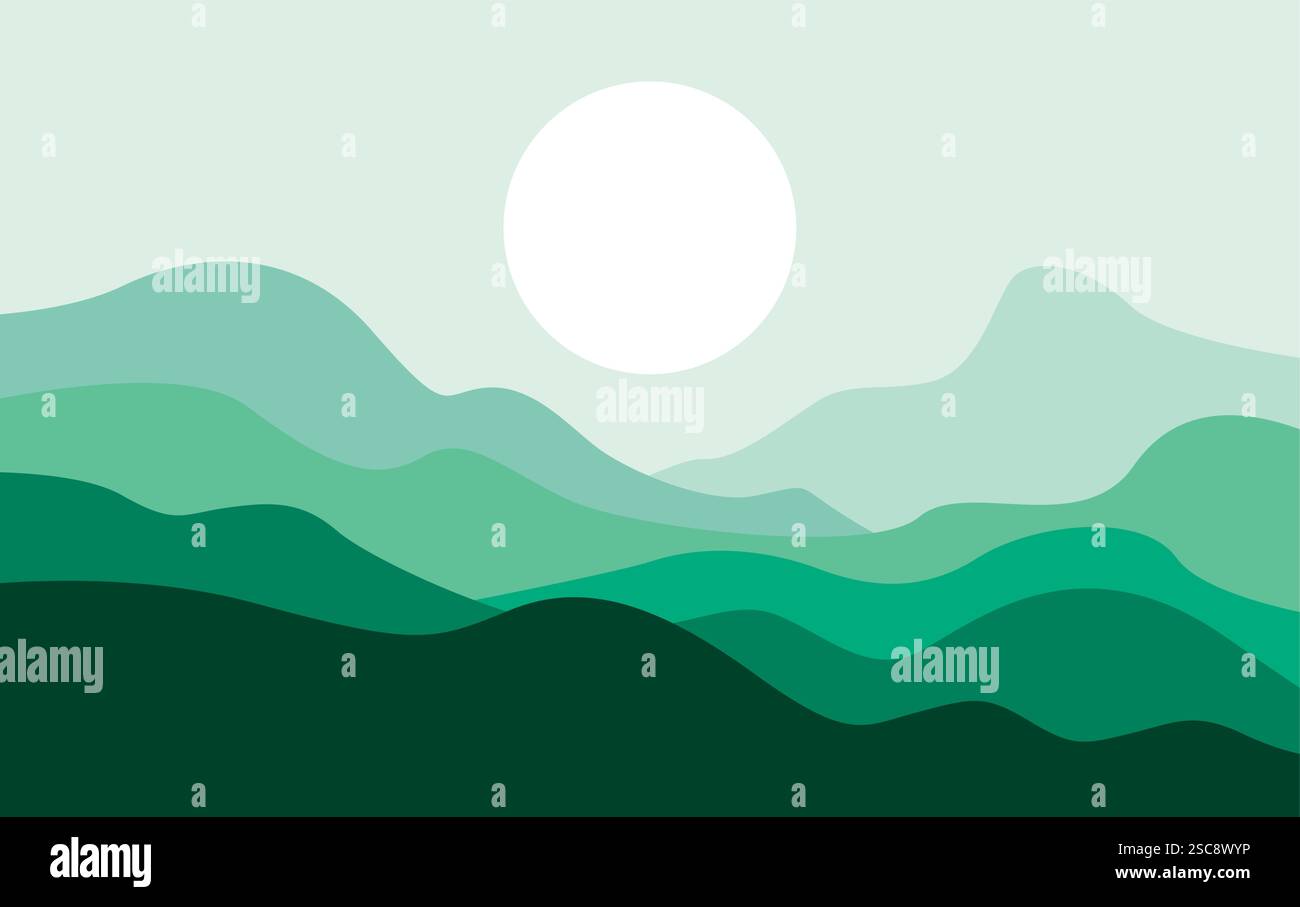 Abstract landscape poster vector. Nature Mountain wall decor ...