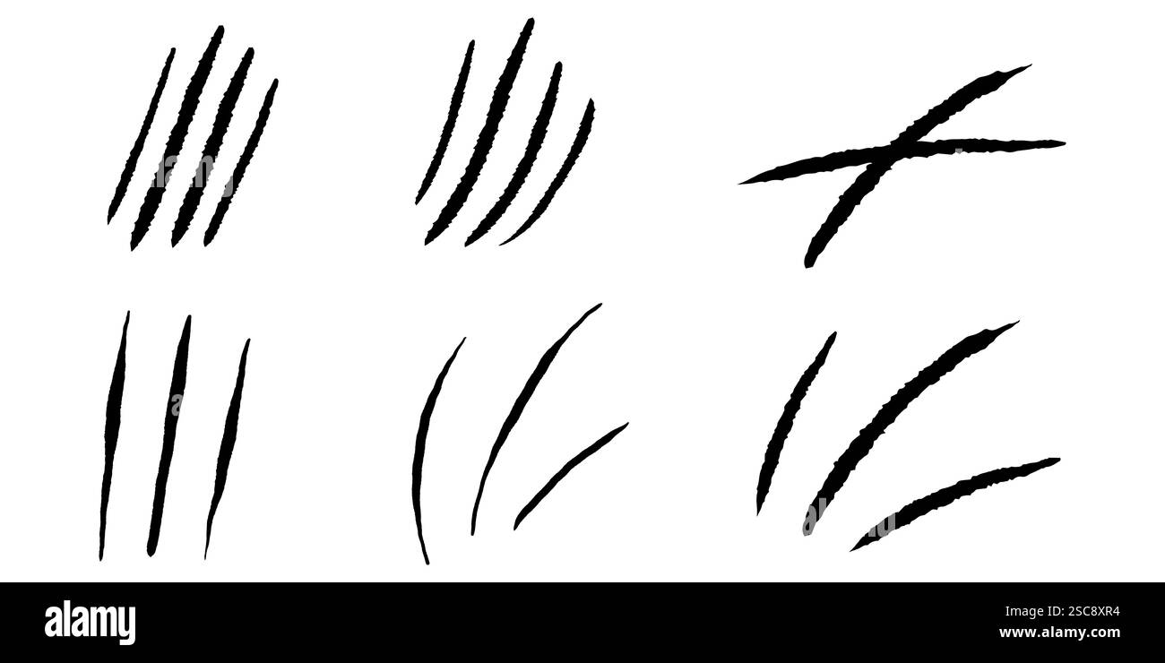 Claw marks scratches silhouette, cat or wild animal scrape track ...