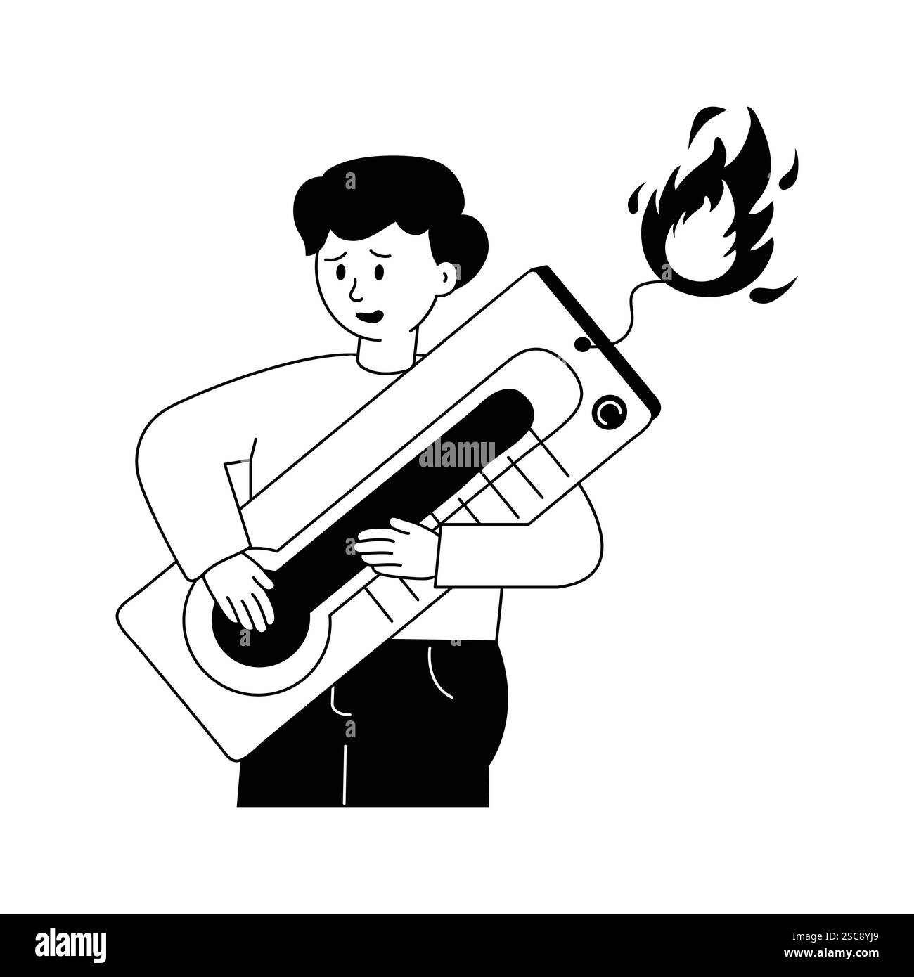 High temperature character illustration in modern style Stock Vector ...