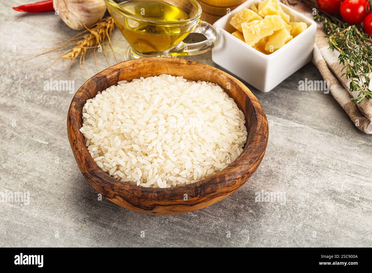 Dry raw Arborio rice for risotto Stock Photo - Alamy