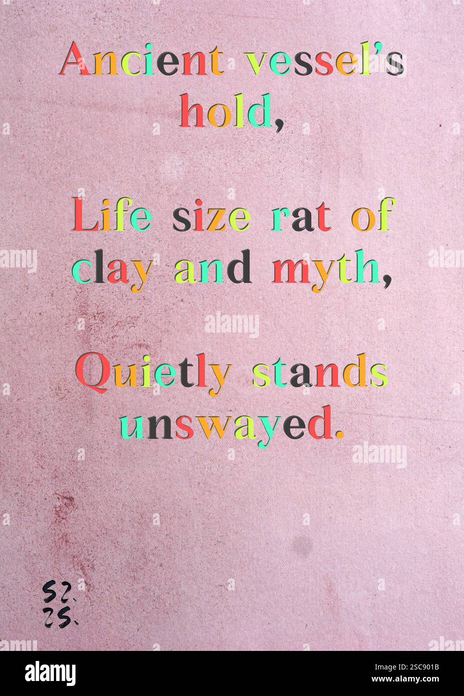 Ancient vessel's hold, Life size rat of clay and myth, Quietly stands ...
