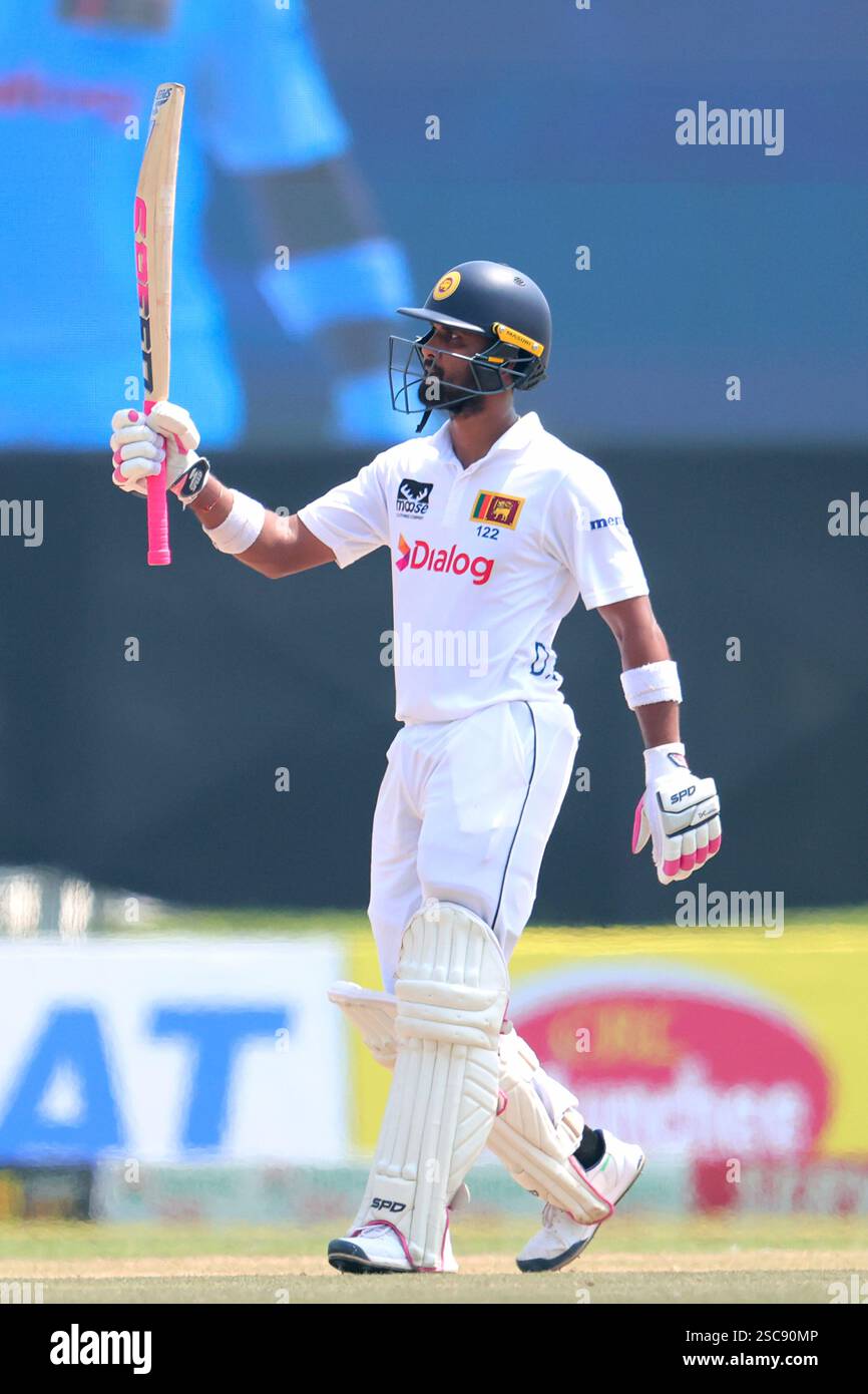 Sri Lanka's Dinesh Chandimal celebrates his fifty runs during the first ...