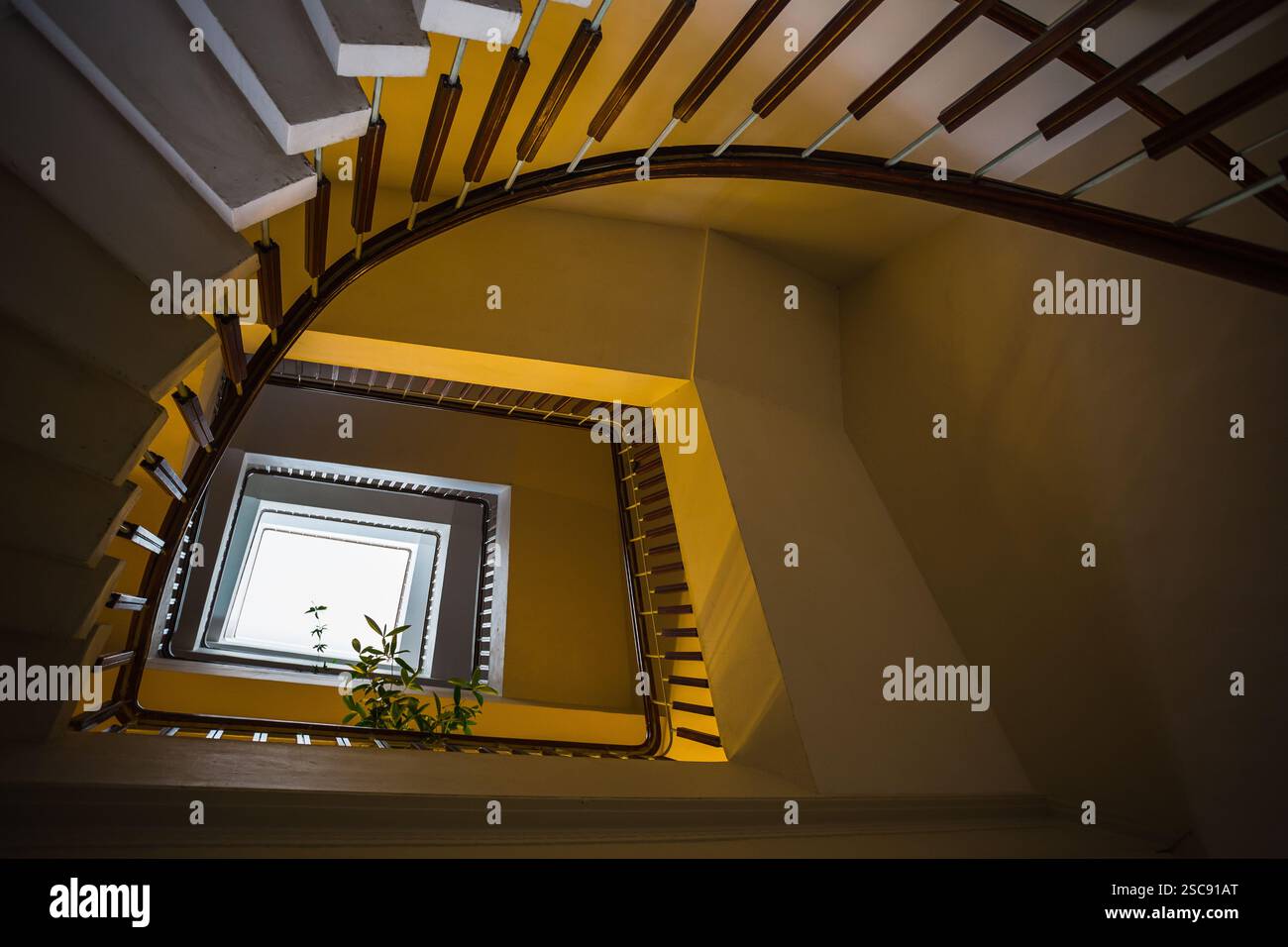 The Upside view of a spiral staircase Stock Photo - Alamy