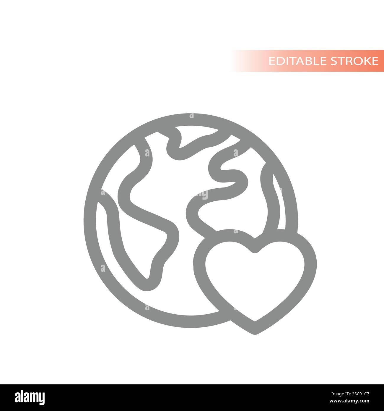 Earth love or friendly vector icon. Environment, eco globe with heart ...