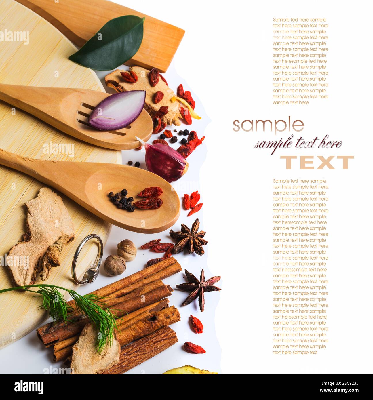 dry spices and fresh herbs on white background Stock Photo - Alamy