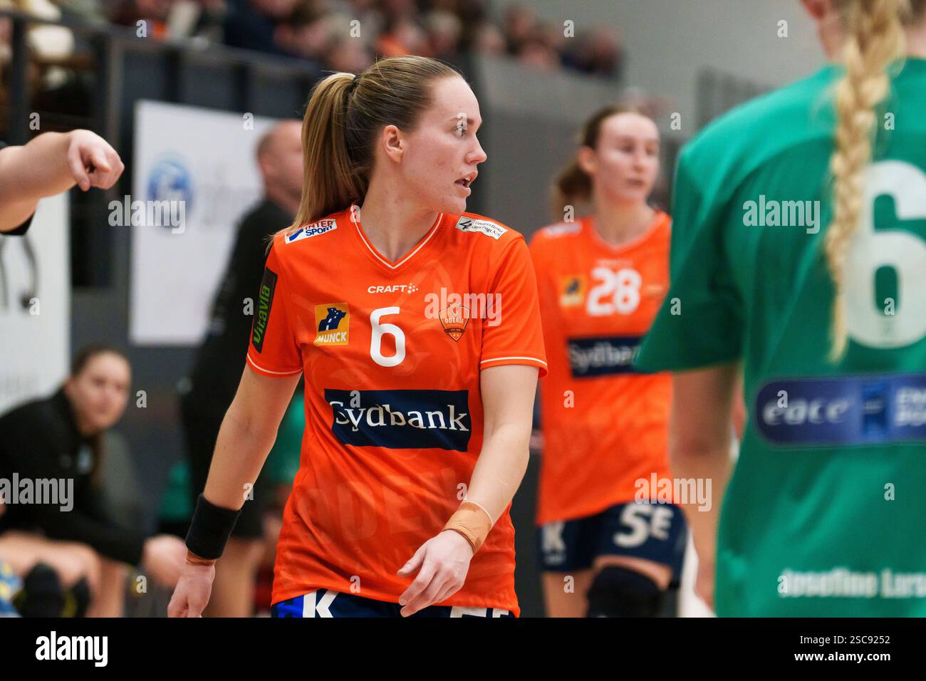 Odense, Denmark. 05th Feb, 2025. Malin Aune (6) of Odense Handball seen ...
