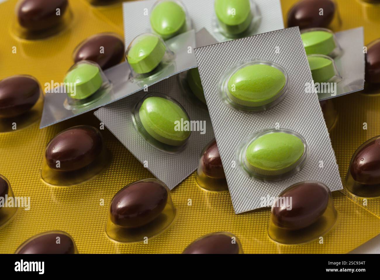 the color pill or just salmon oil capsules Stock Photo - Alamy