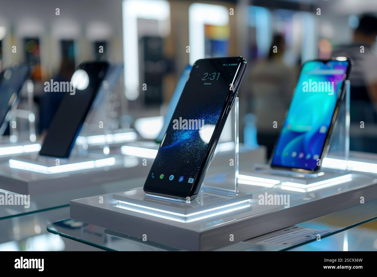 A cell phone smartphone as a display sample in a store. The store is ...