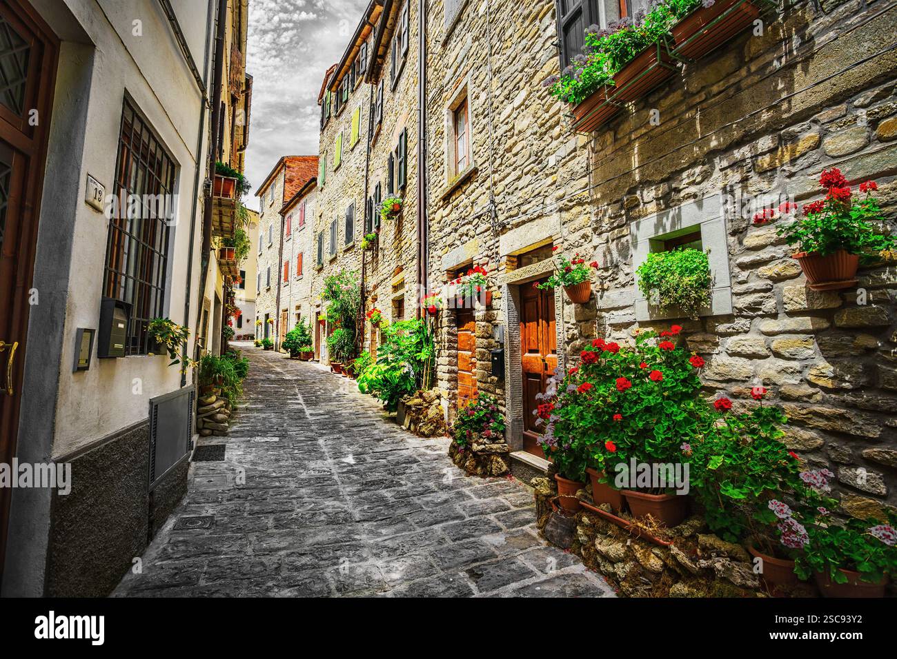 ITALY - JUNE 23, 2014: Typical Italian street in a small provincial ...