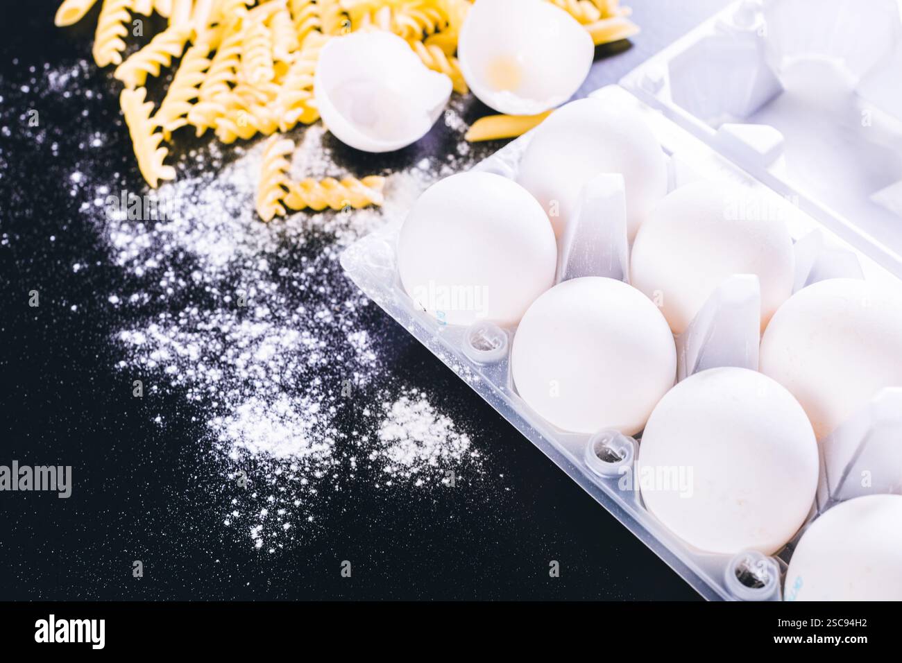 dry pasta spaghetti with ingredient Stock Photo - Alamy