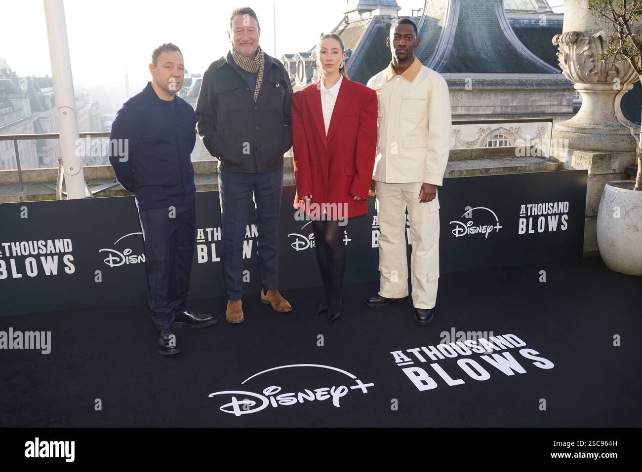 (left to right) Stephen Graham, Steven Knight, Erin Doherty and Malachi ...