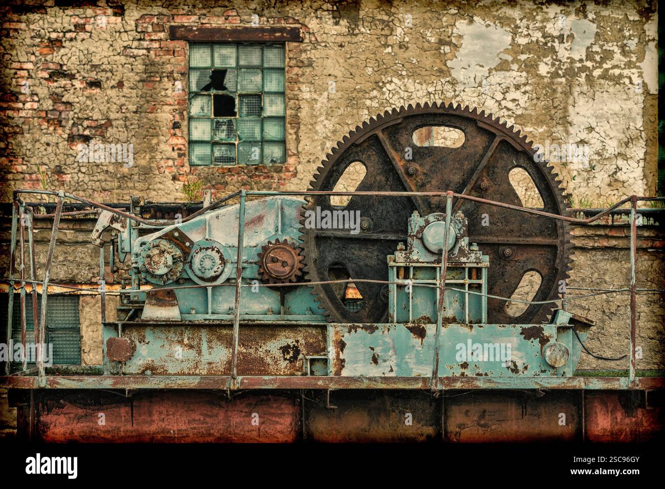 old rusty lock mechanism at an abandoned dam Stock Photo - Alamy