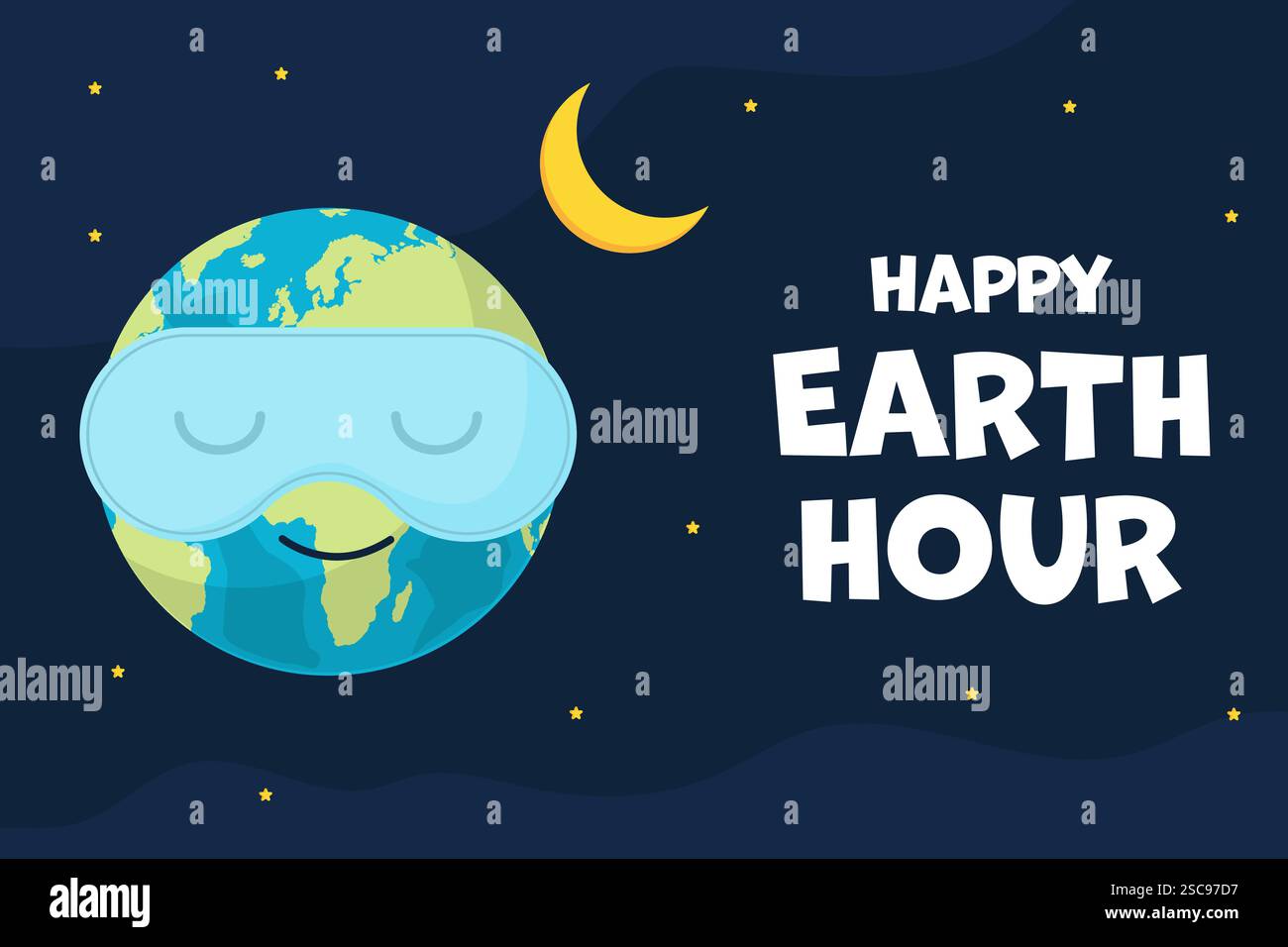 happy earth hour background illustration in flat design Stock Vector ...