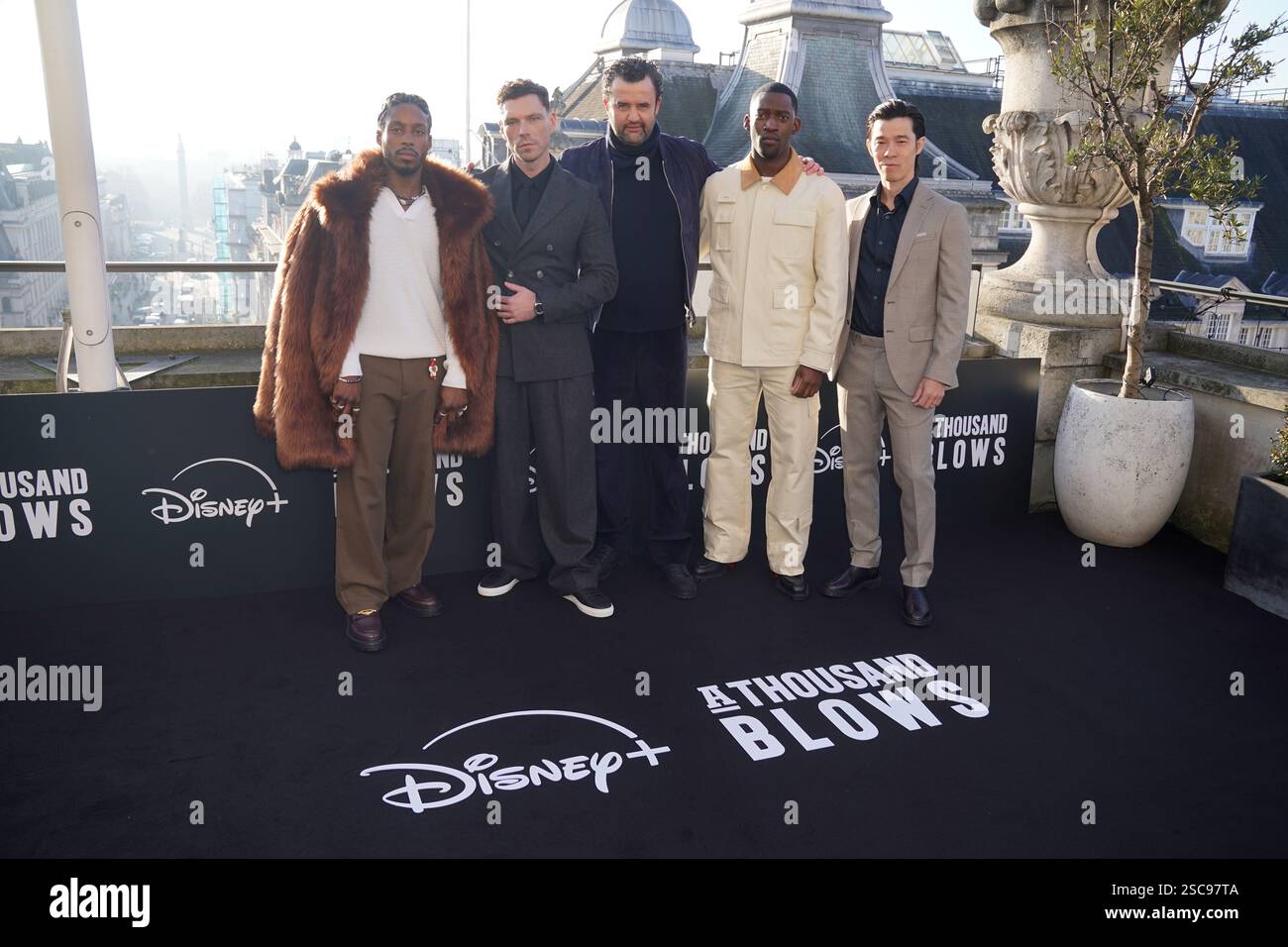 (left to right) Francis Lovehall, James Nelson-Joyce, Daniel Mays ...