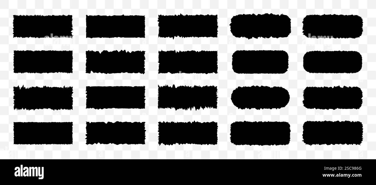 Jagged Rectangle. Set of torn paper pieces. Textured grunge element ...